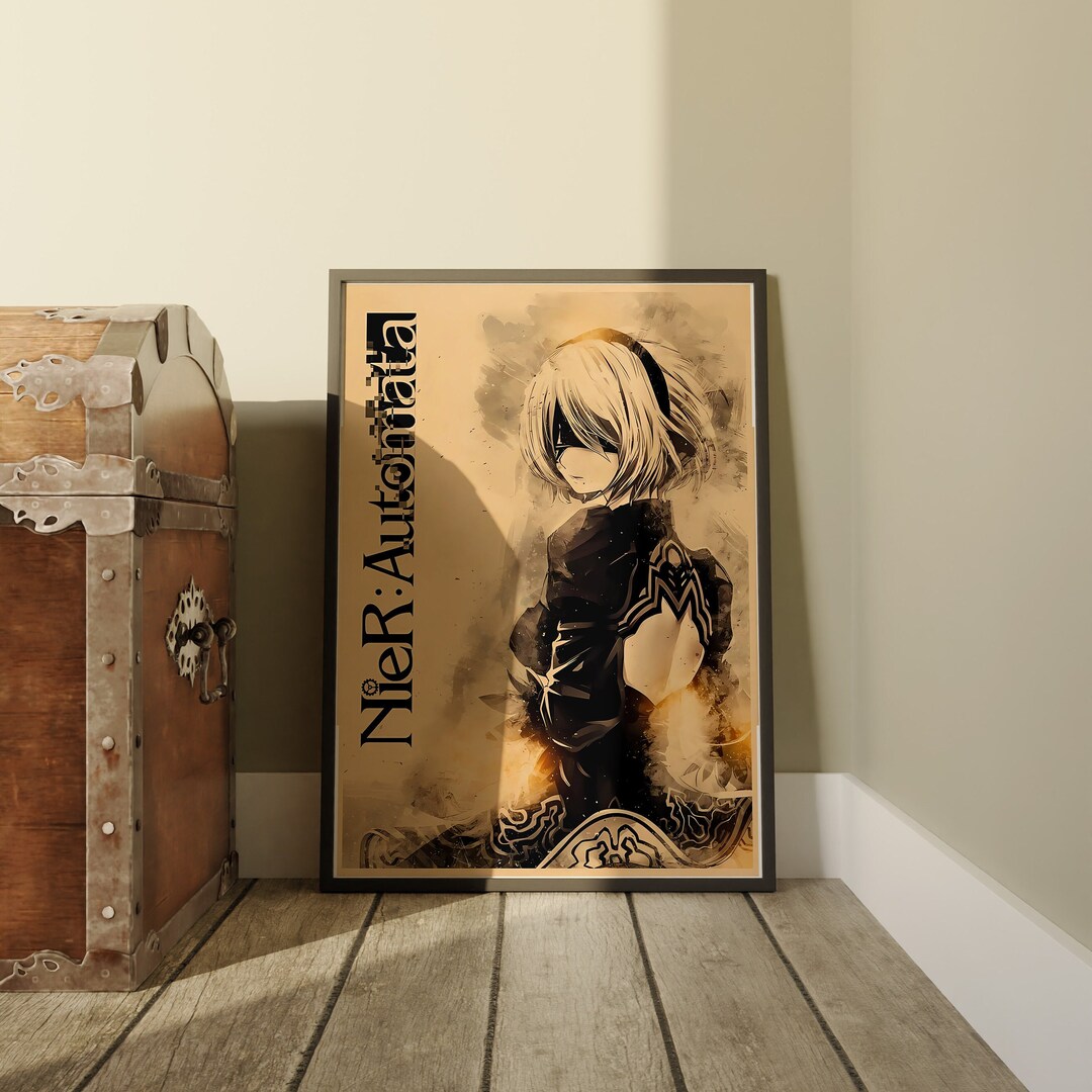 Nier Automata Poster, Warrior Girl Wall Art, Kraft Paper Print, Gaming ...