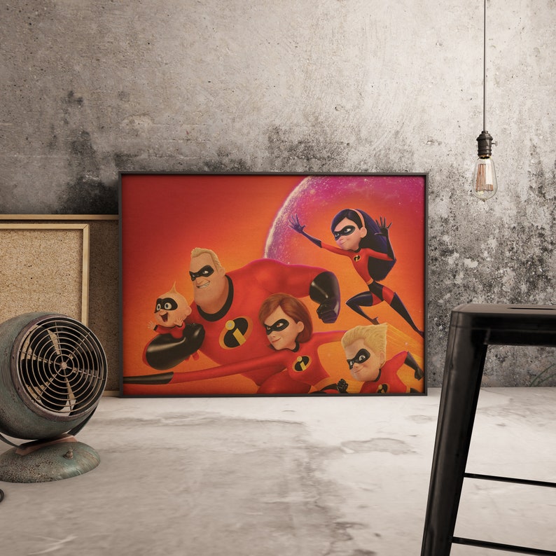 The Incredibles Movie Poster Kraft Paper Print, Classic Pixar Superhero ...