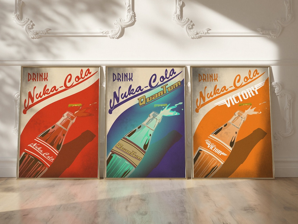 Fallout Set 3 Poster, Nuka Cola Wall Art, Vintage Style, Kraft Paper ...