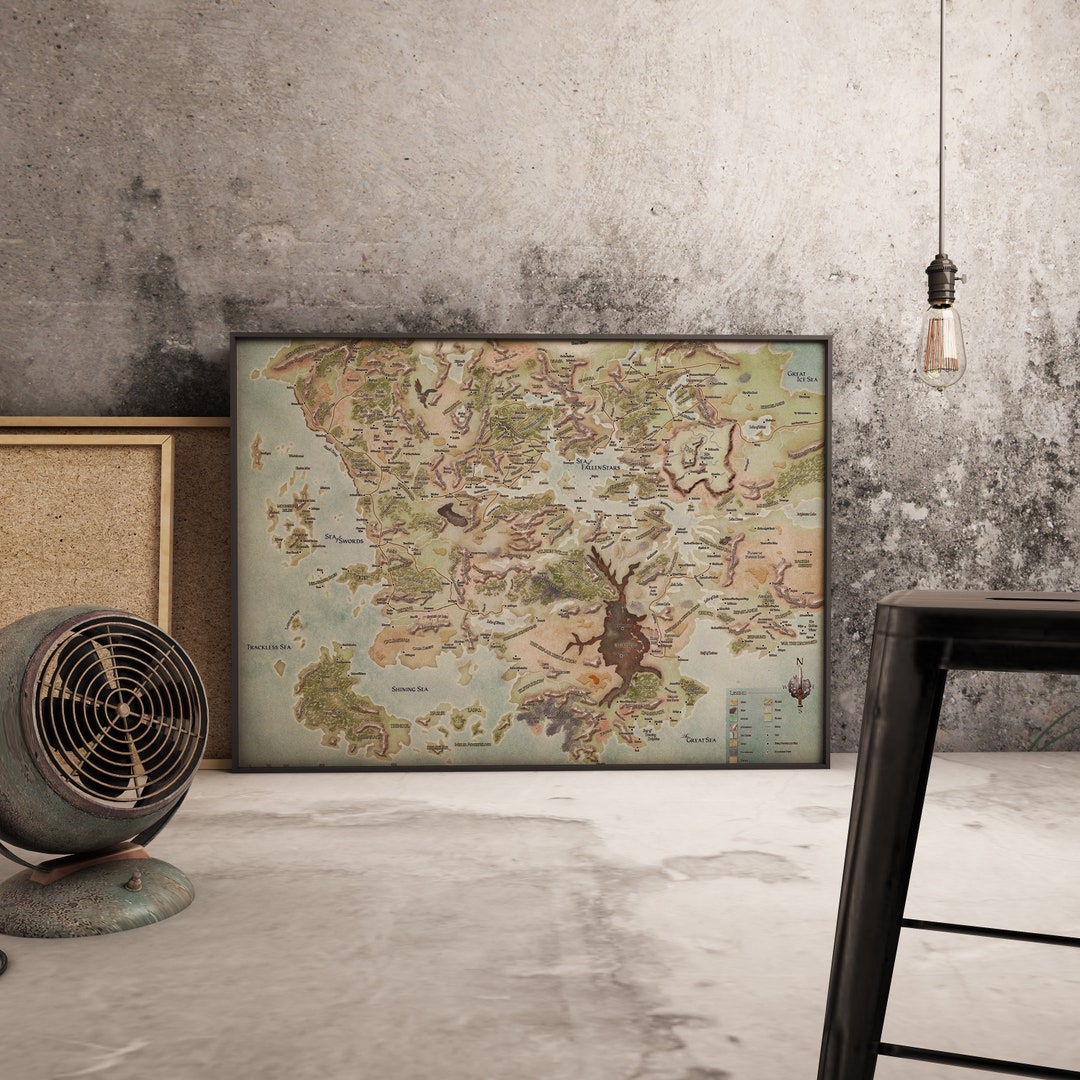 Dungeons & Dragons Map Poster, Vintage Wall Art, Kraft Paper Print ...
