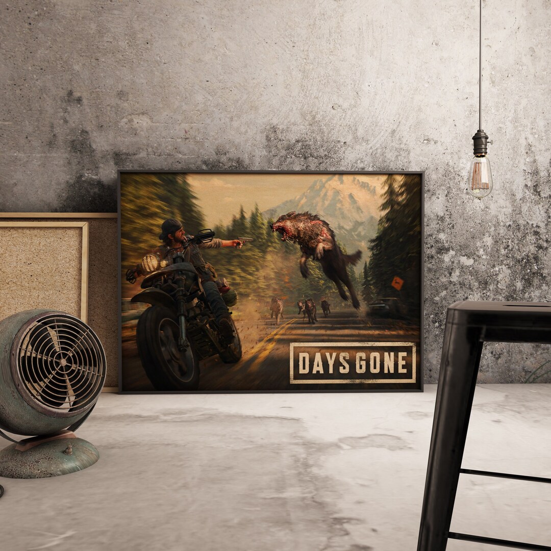 Days Gone Game Poster Intense Zombie Survival Art Motorcycle Chase ...