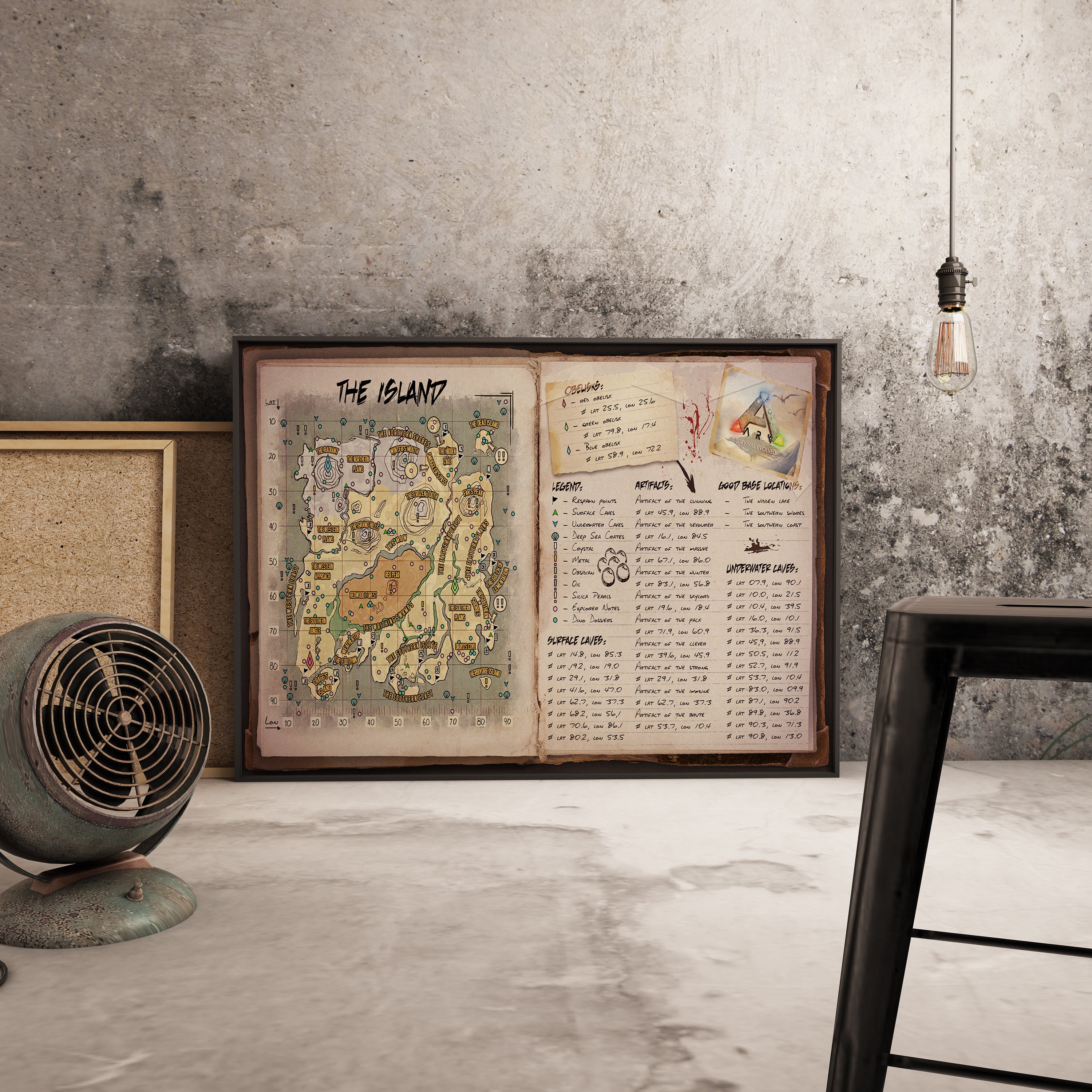 ARK: Survival Evolved Map Retro Poster Detailed Game World Print ...