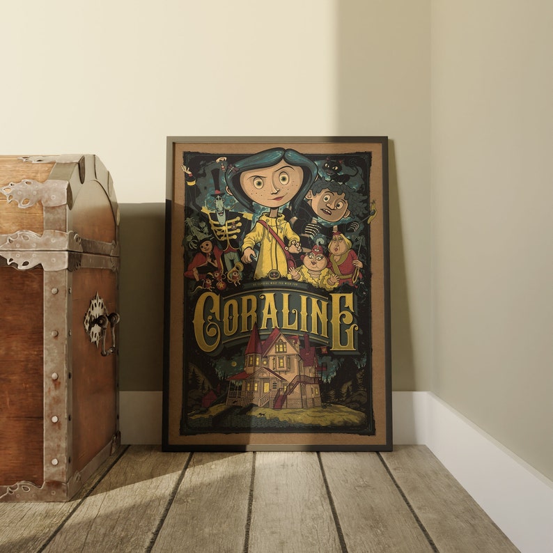 Coraline Retro Poster, Dakota Fanning Wall Art, Kraft Paper Print, Home ...