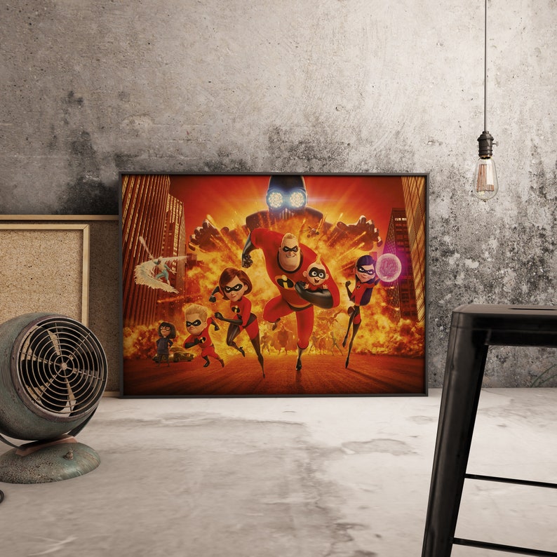 The Incredibles Movie Poster Kraft Paper Print, Classic Pixar Superhero ...