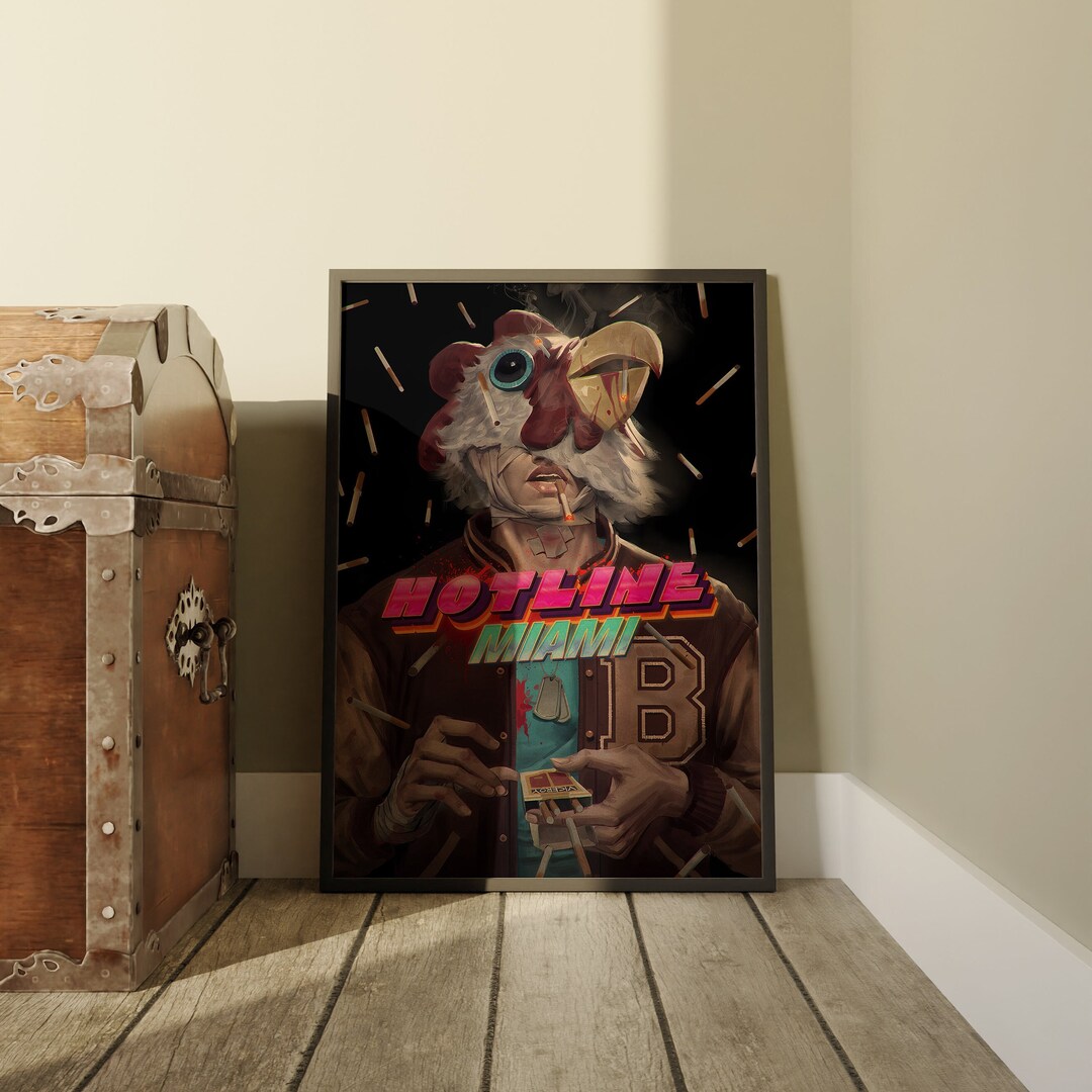 Hotline Miami Poster, Retro Gaming Wall Art, Kraft Paper Print, Gaming ...