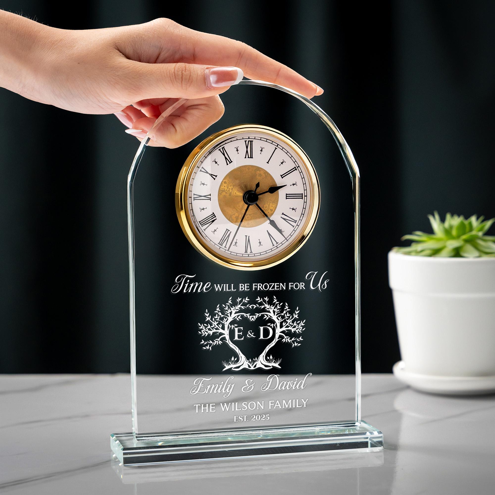 Personalized Wedding Glass Clock Gift - Custom Clock Decoration for ...