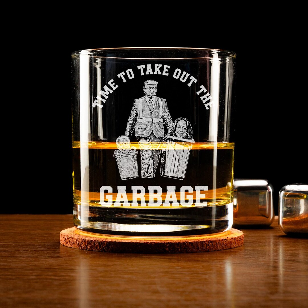 Trump Taking Out the Garbage Rock Glass, 2024 Election Funny Gifts, 45 ...