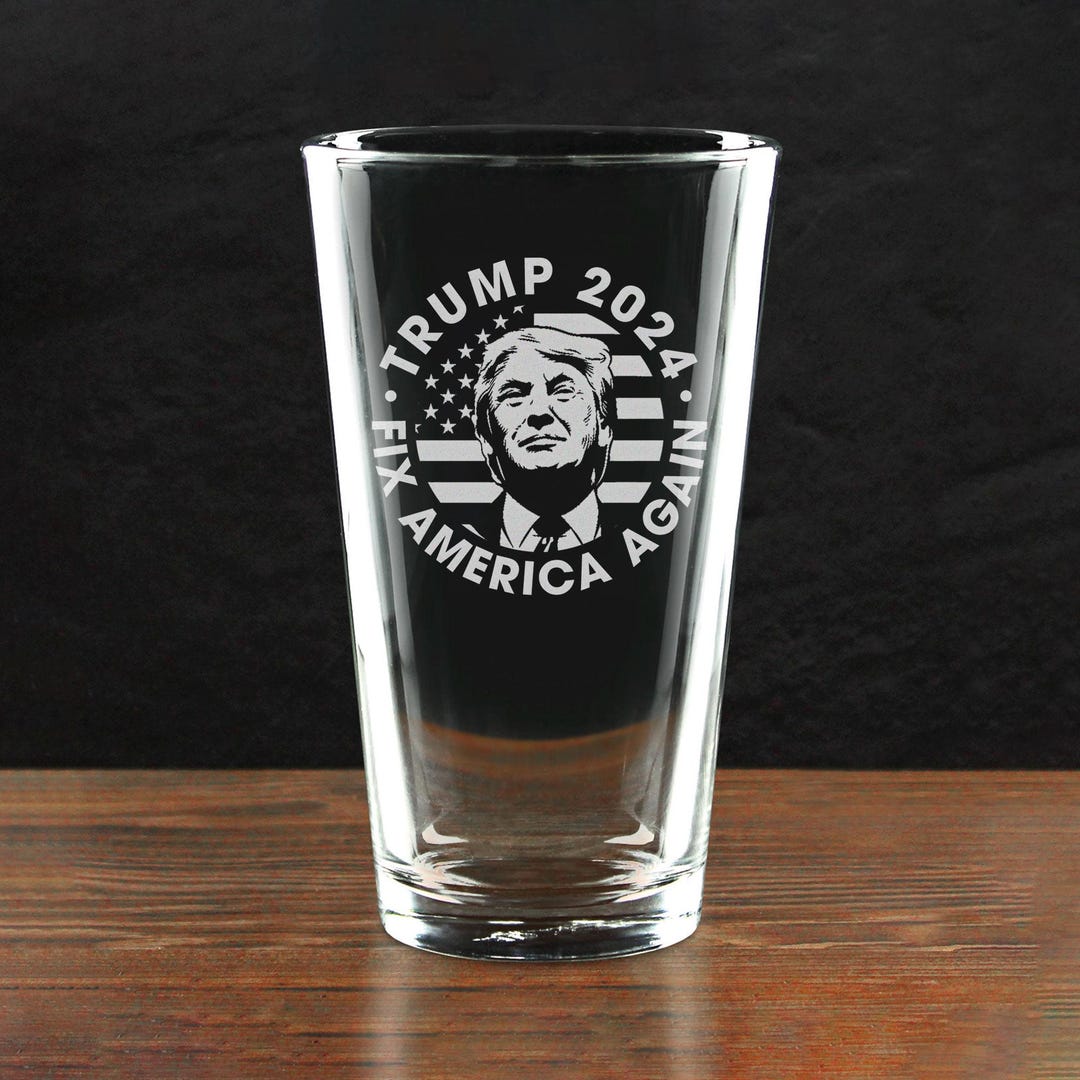 Engraved Donald Trump Beer Glass, Trump President Etched on Pint Glass ...