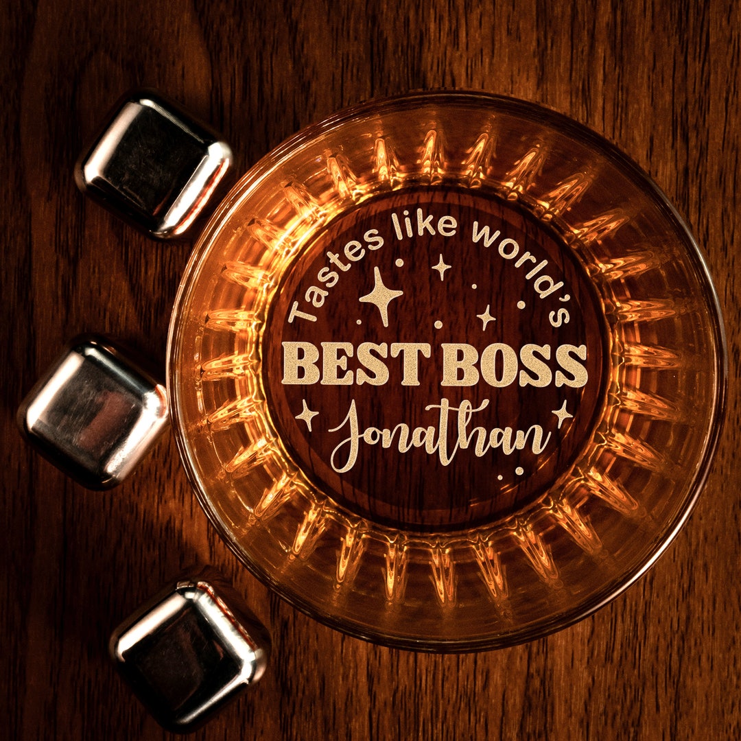 Custom Christmas Whiskey Glass for Boss - Tastes Like World's Best Boss ...