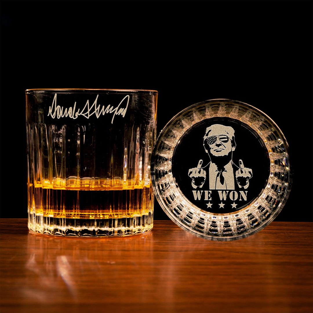 Engraved Trump Signature Crystal Glass, Trump 2024 on Rock Glass ...