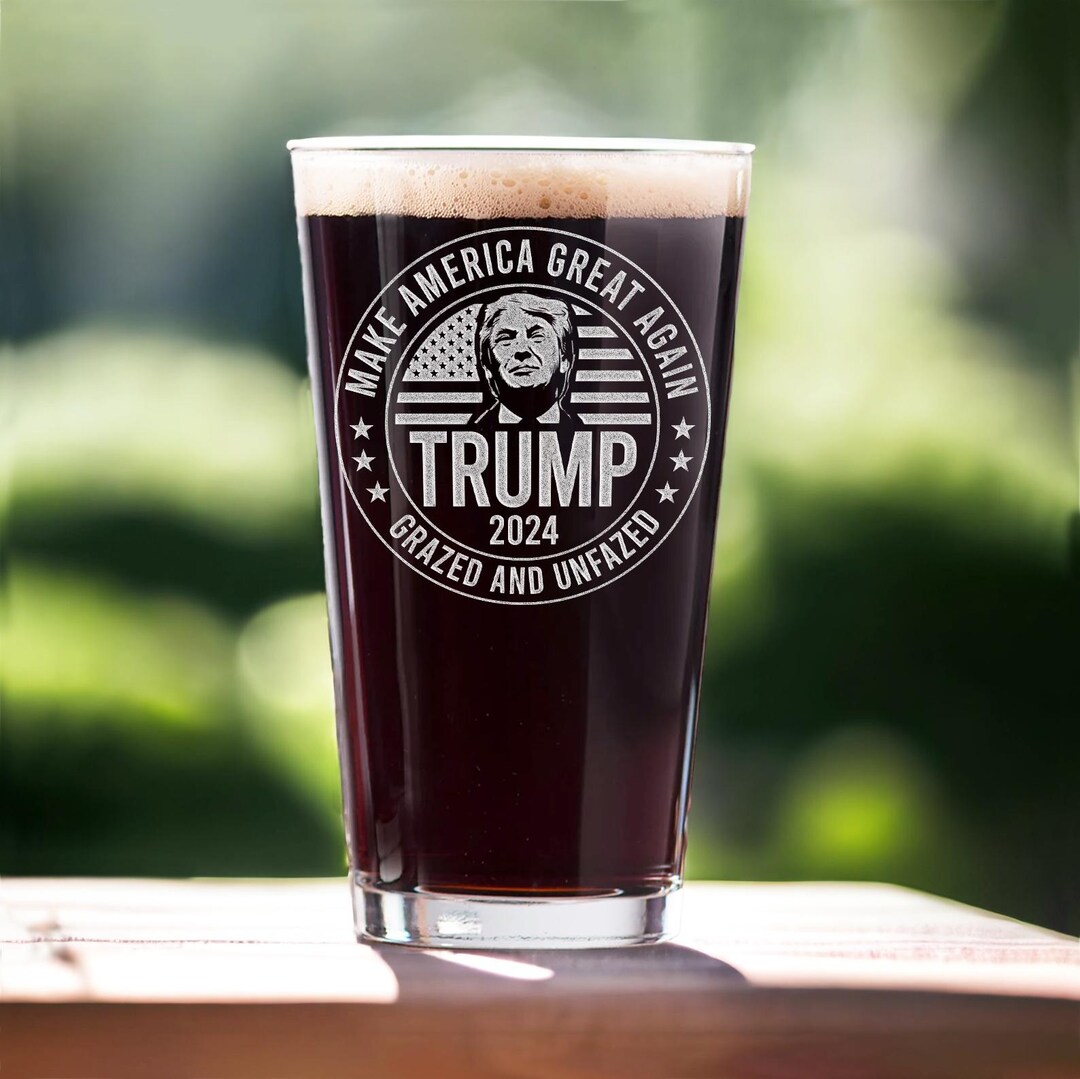 Engraved Trump Shooting Pint Glass, Trump MAGA Glass, Make America ...