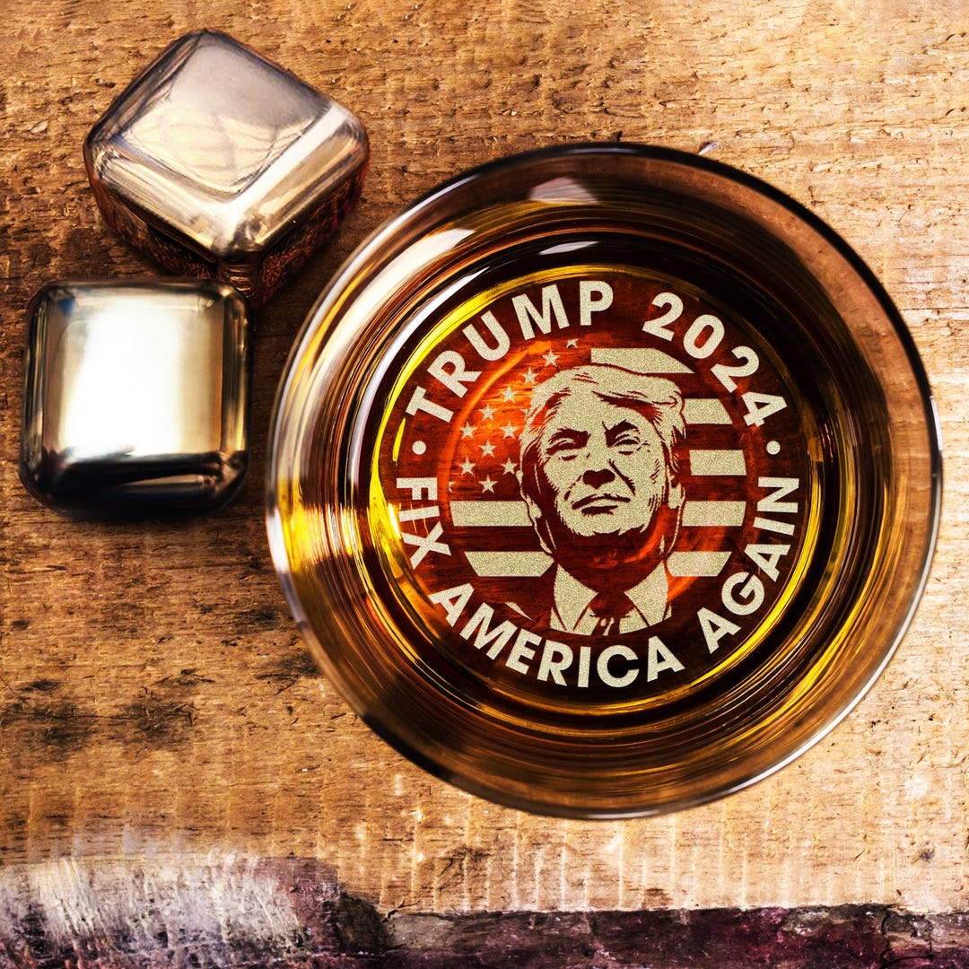 Engraved Donald Trump Whiskey Glass, Trump President Etched on Rock ...