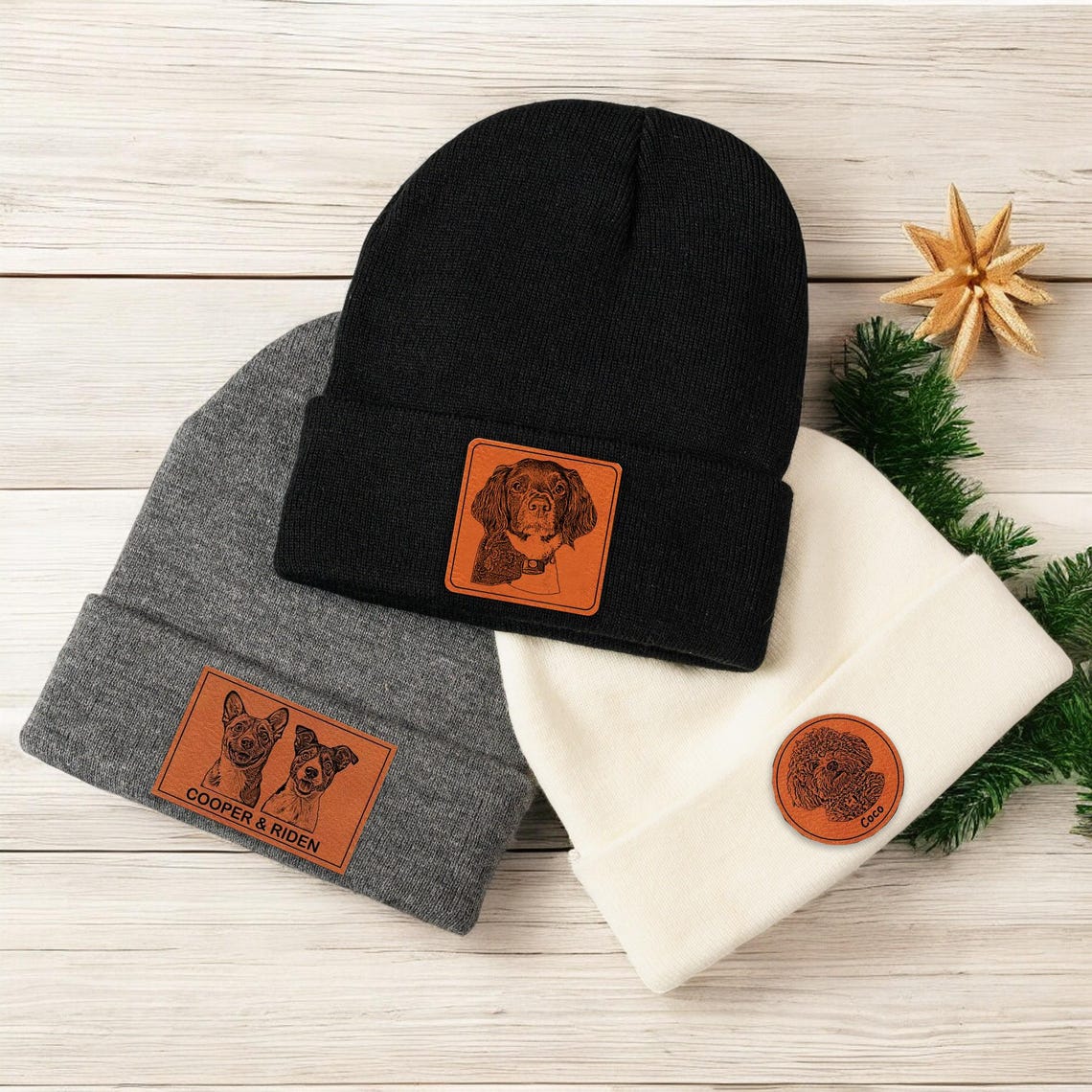 Personalized Beanies With Photo Engraved - Custom Cuffed Winter Hats ...