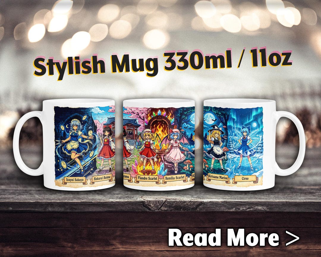 Touhou Mug Characters, Creative Anime Cup, Retro Japanese Art - Etsy