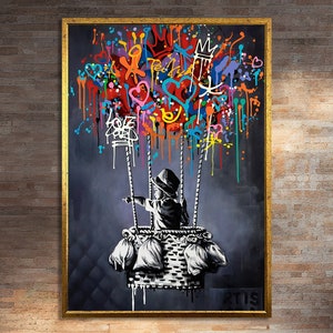 Colorful Graffiti Balloon Ride Painting - Unique Pop Art Canvas for ...