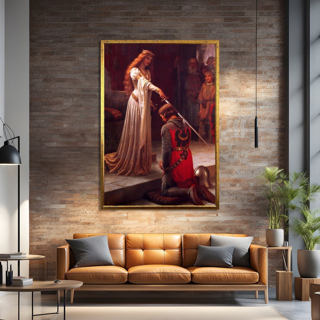 The Accolade by Edmund Leighton Painting, Romantic Knighting Ceremony ...