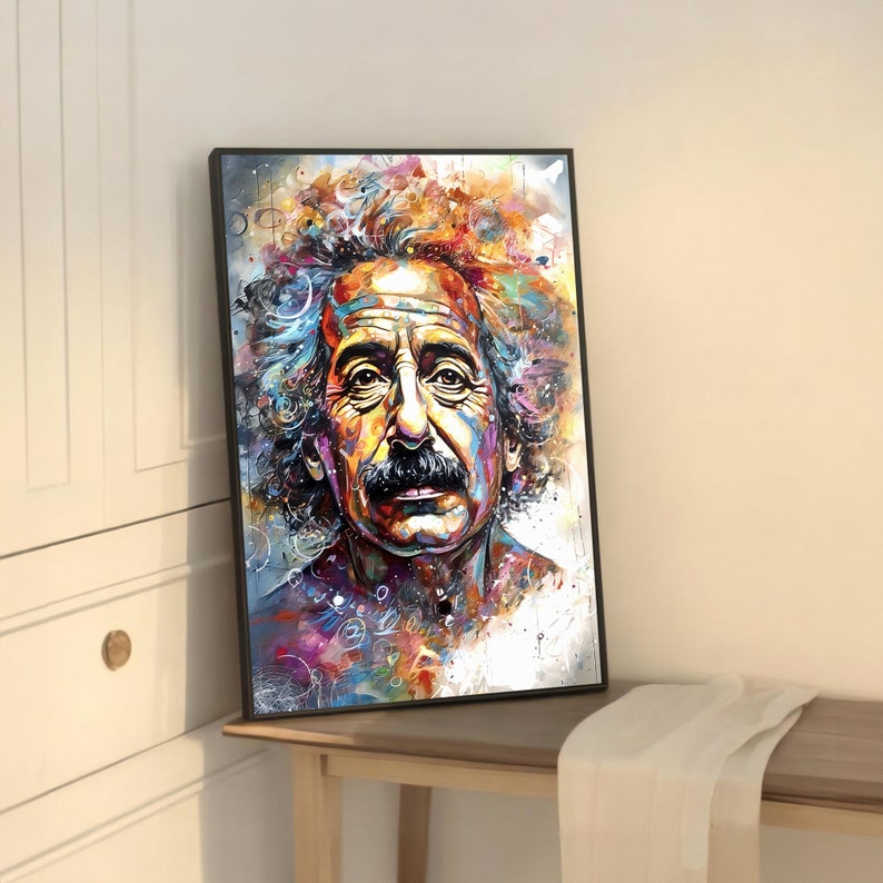 Vibrant Einstein Painting - Colorful Pop Art Graffiti Canvas Print ...
