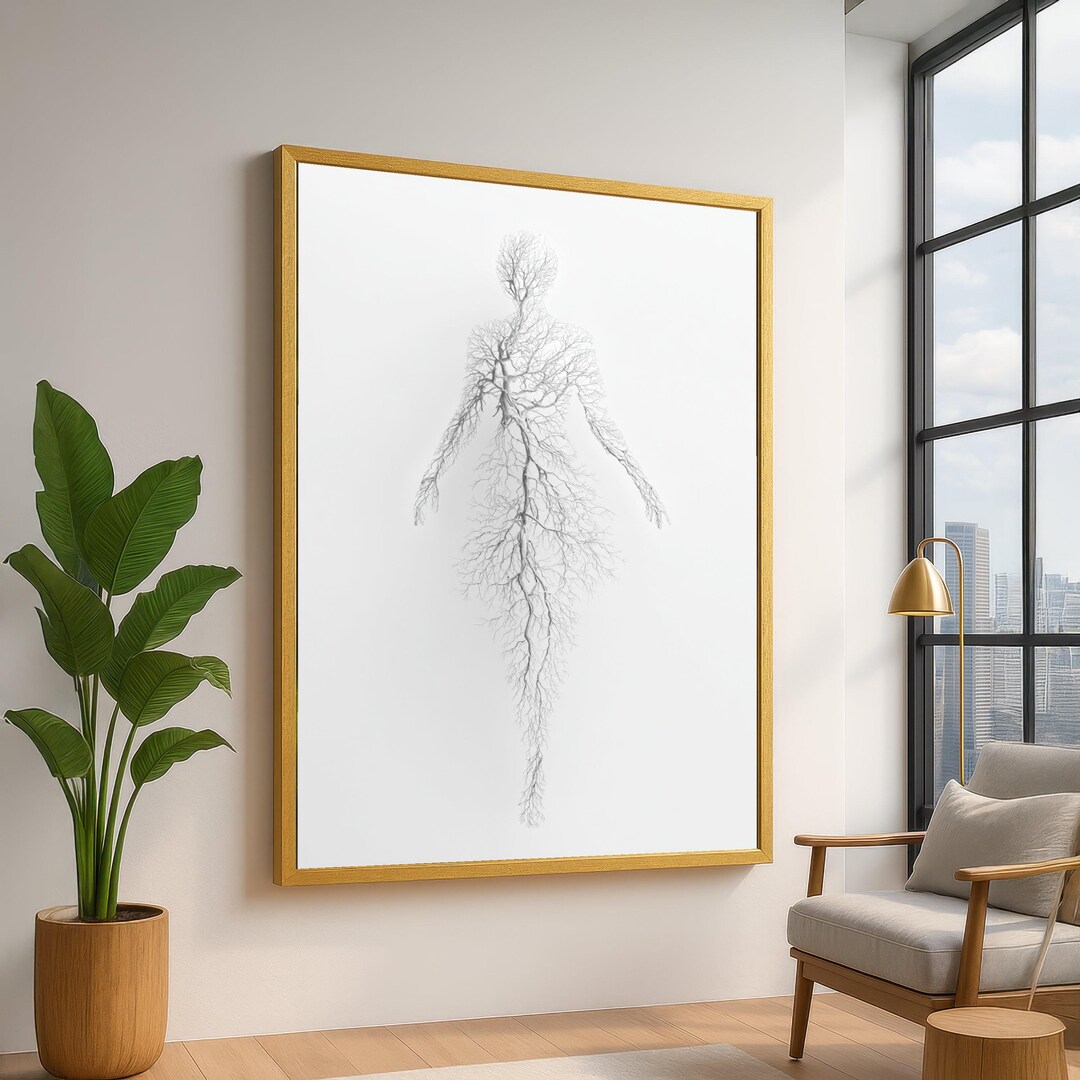 Ethereal Human Silhouette Canvas, Tree Branch Anatomy Art, Abstract ...