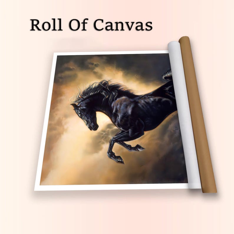 Black Horse Portrait Canvas, Arabic Calligraphy Art, Elegant Animal ...