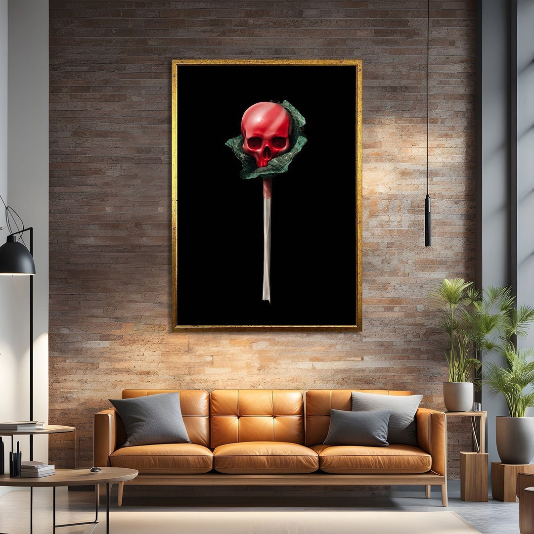 Dark Skull Lollipop | Bold Gothic Canvas Painting Art | Perfect Modern ...