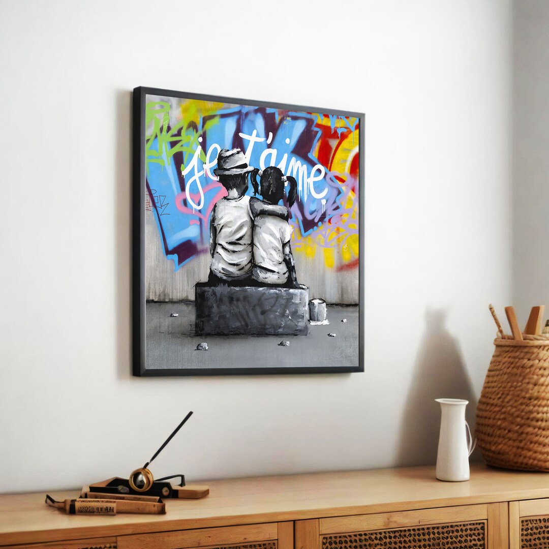 Je T'aime Urban Graffiti Art Romantic Street Canvas, Modern Love Decor ...