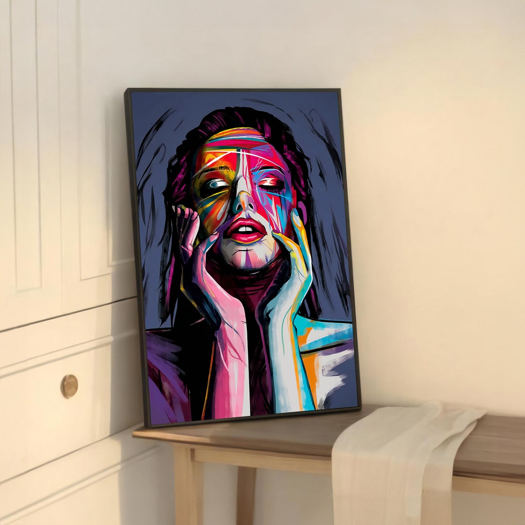 Vibrant Expression Bold Pop Art Canvas of a Woman With Colorful ...