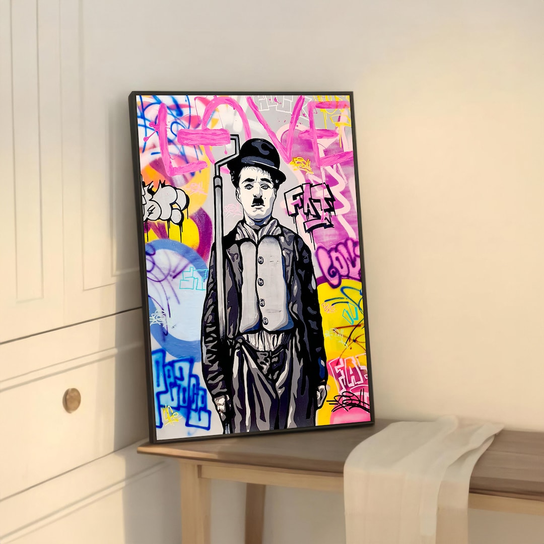 Charlie Chaplin Graffiti Pop Art Colorful and Modern Canvas for Trendy ...