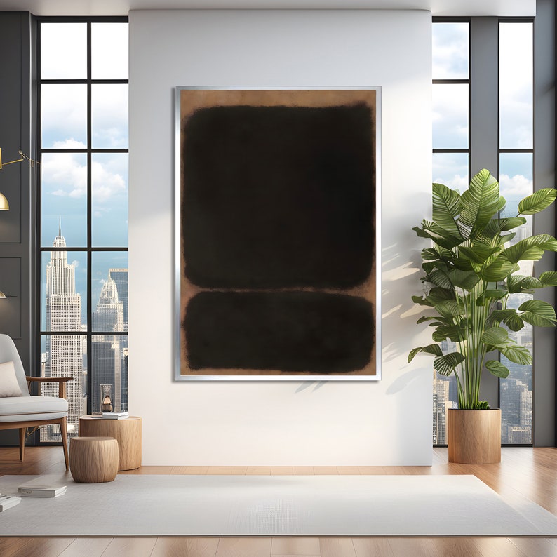 Elegant Modern Mark Rothko Style Black and Brown Abstract Canvas Wall ...
