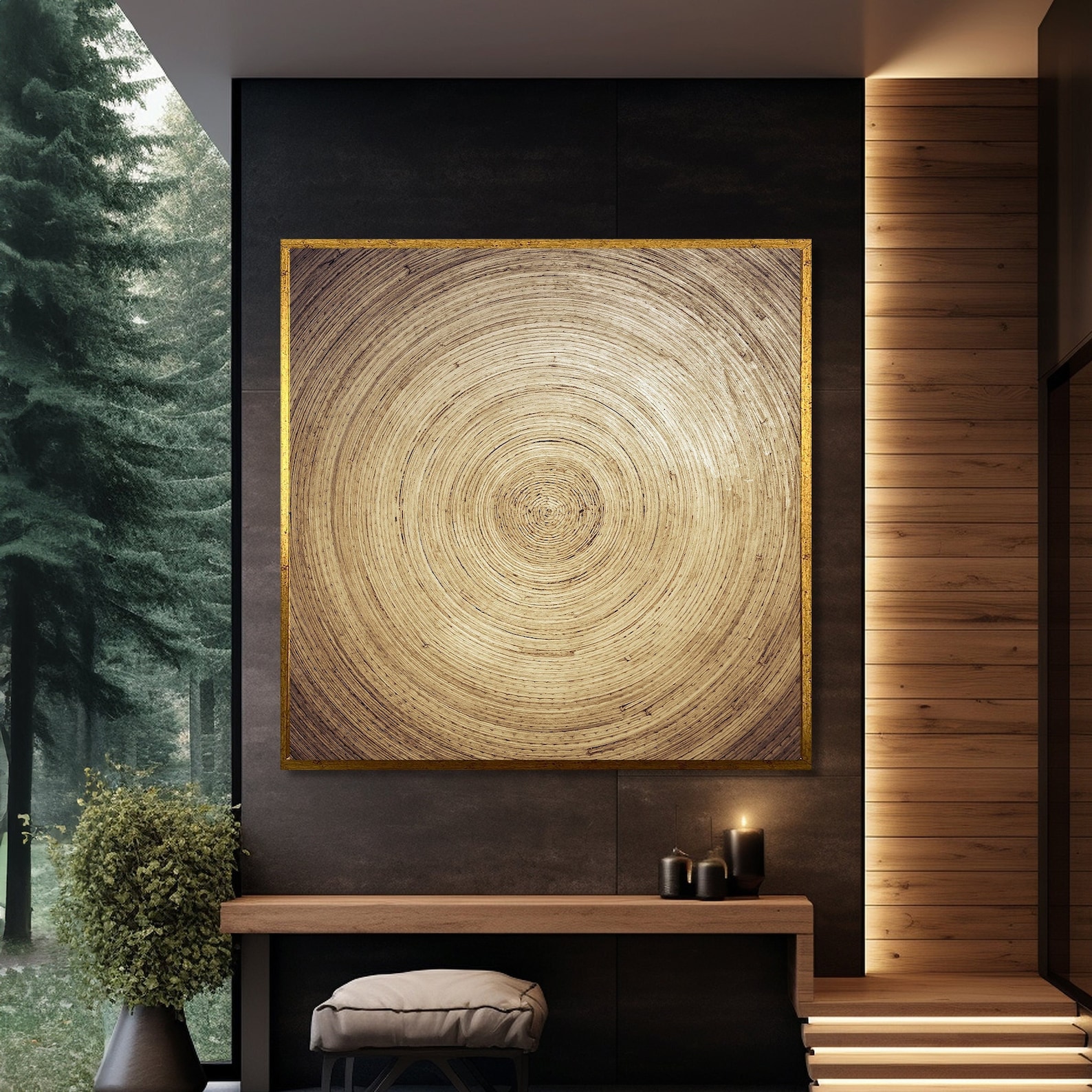 Rustic Abstract Painting Circular Pattern Canvas Print - Modern ...