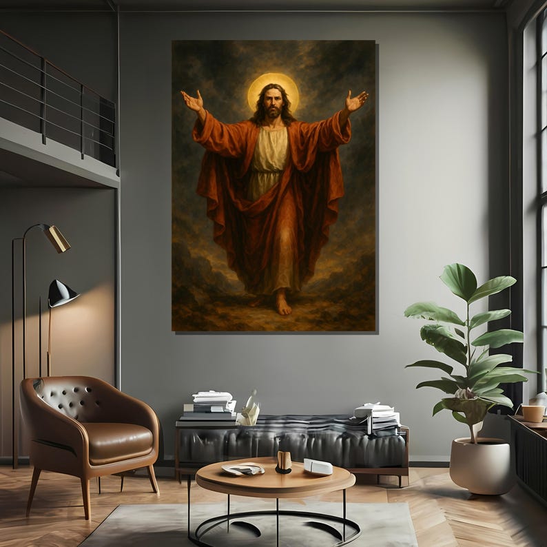 Sacred Jesus Christ Blessing Portrait – Framed Canvas Art Print for ...