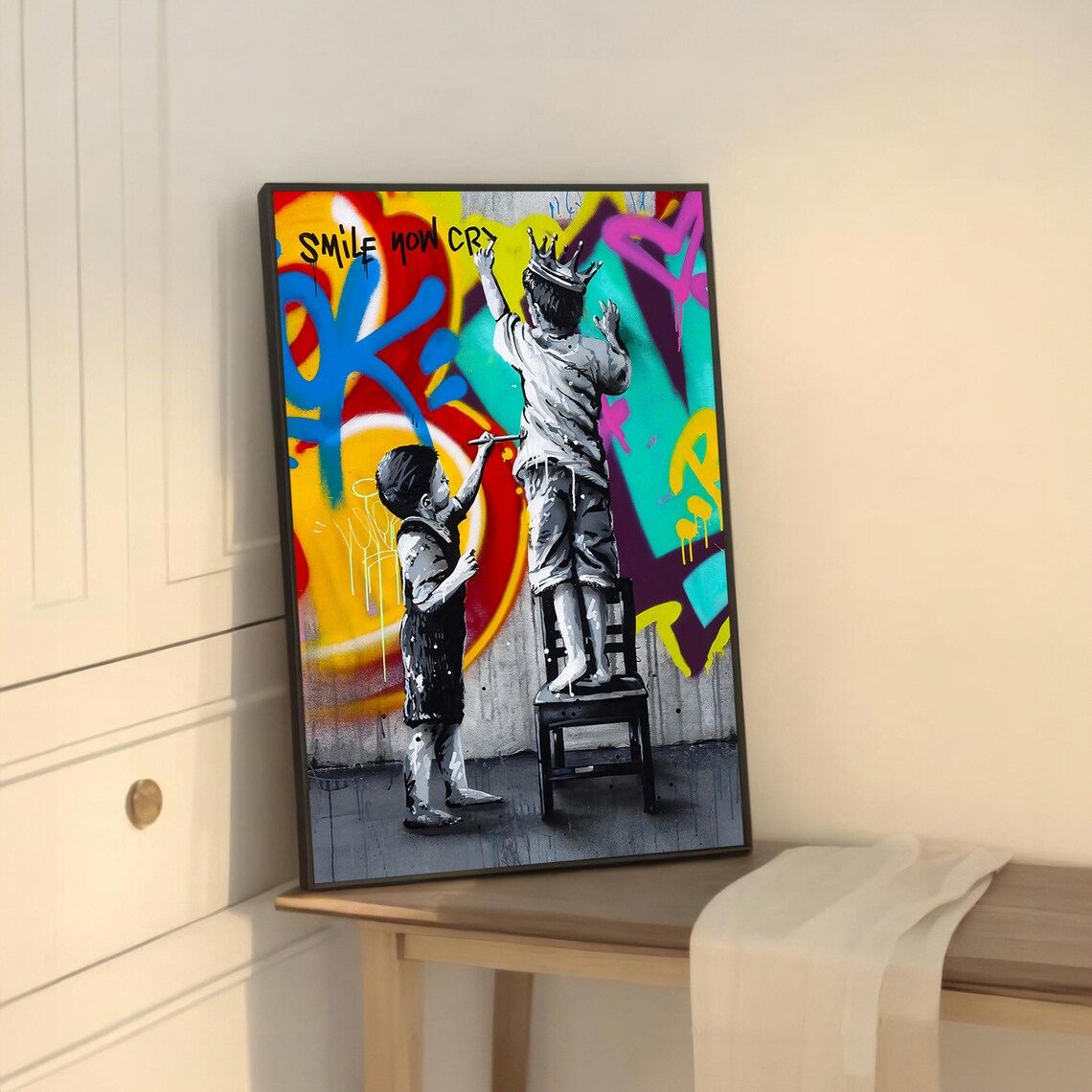 Urban Street Art Kids Canvas Print , Colorful Graffiti Painting, Modern ...