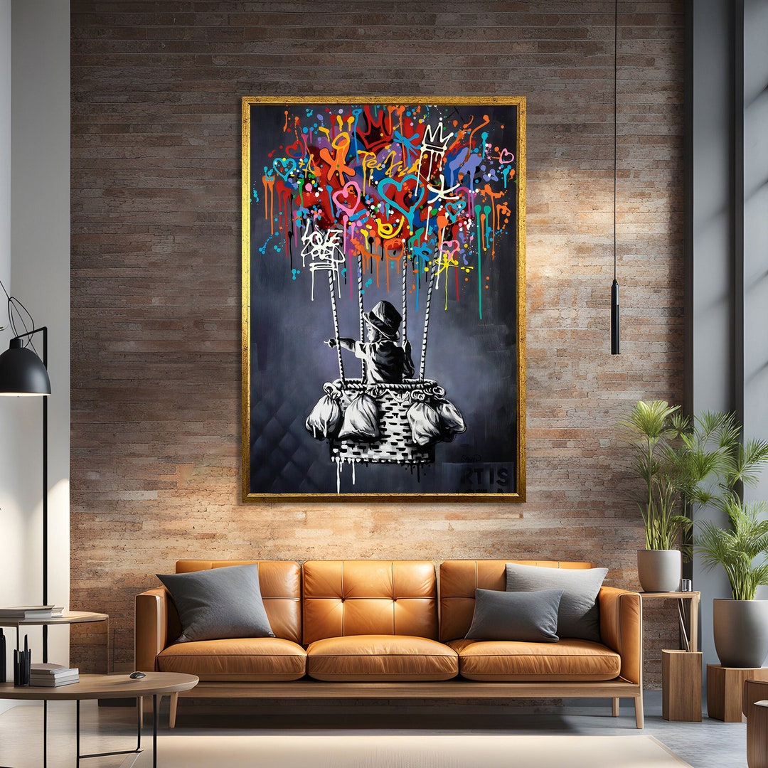 Colorful Graffiti Balloon Ride Painting - Unique Pop Art Canvas for ...