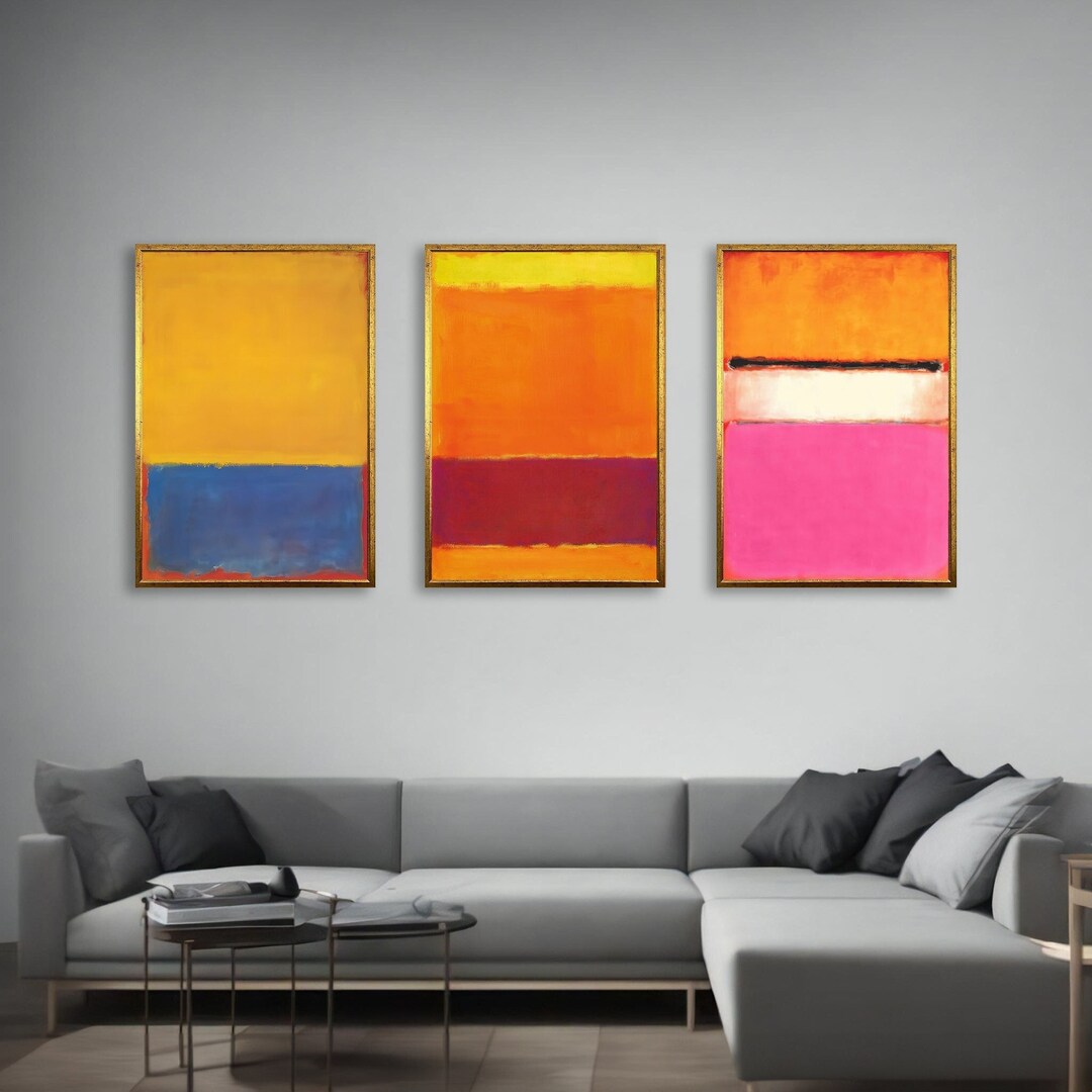 Set of 3 Mark Rothko Bold Abstract Color Block Canvas Art Print - Wall ...