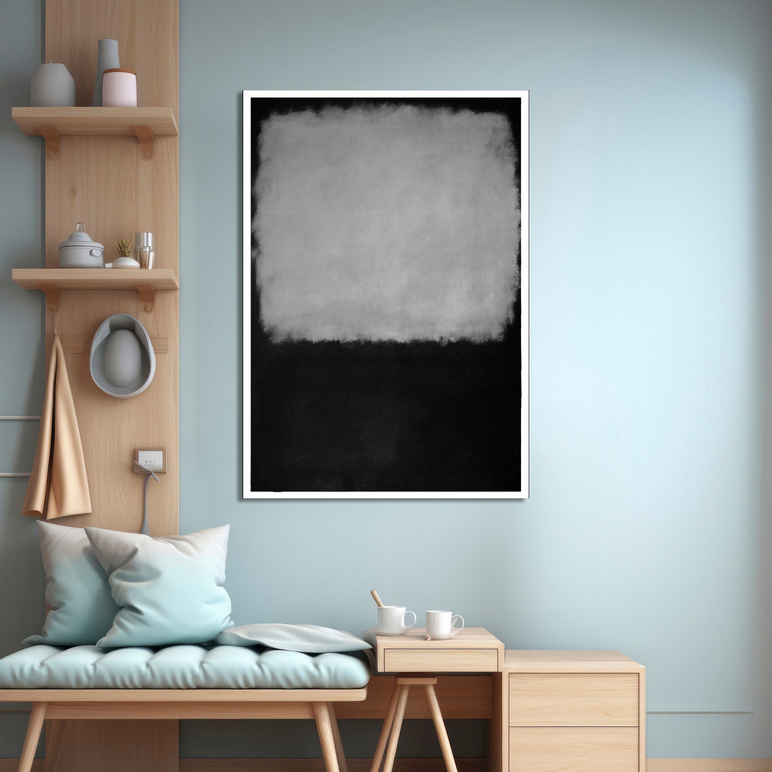 Monochrome Abstract Art in Black and White on Canvas for Modern ...