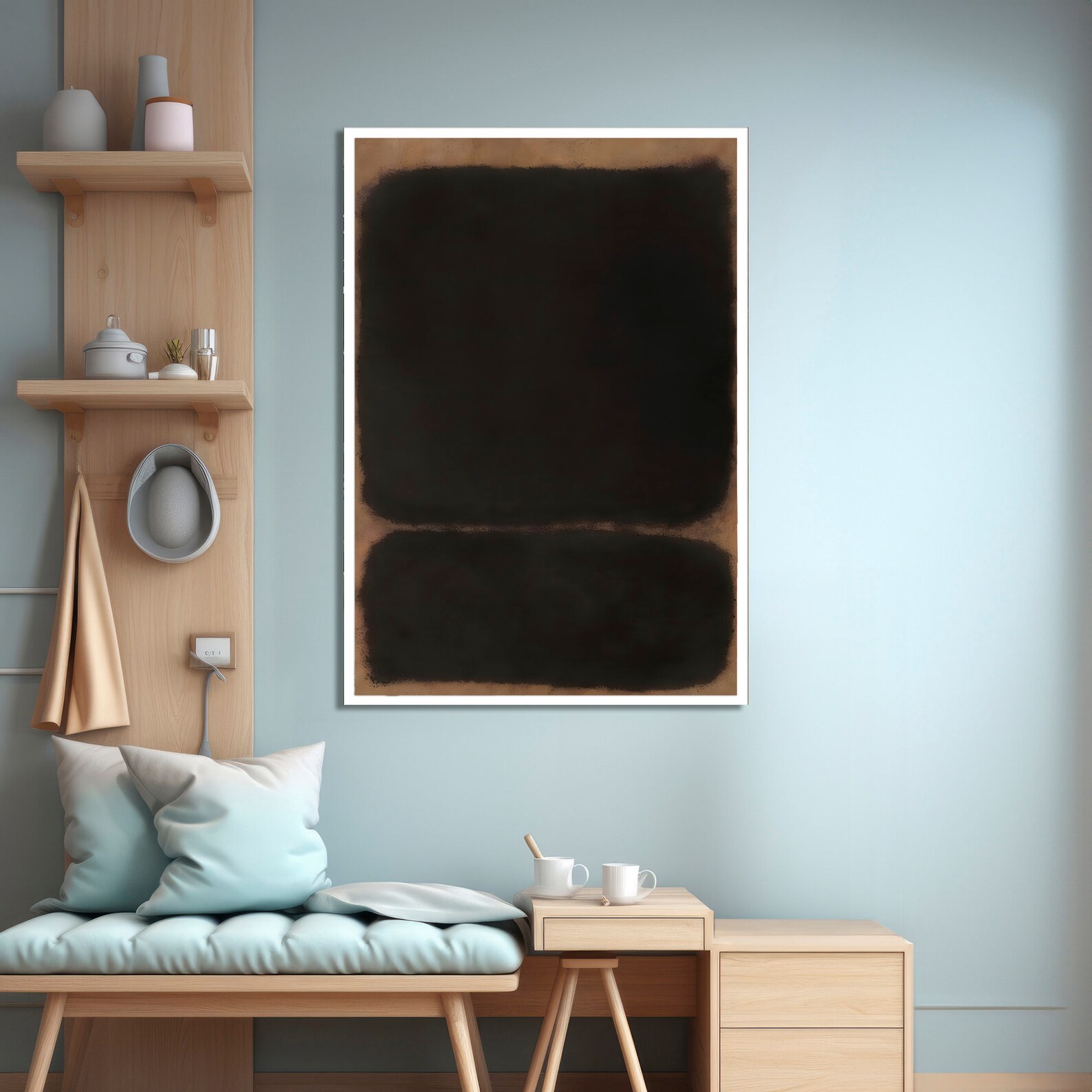 Elegant Modern Mark Rothko Style Black and Brown Abstract Canvas Wall ...