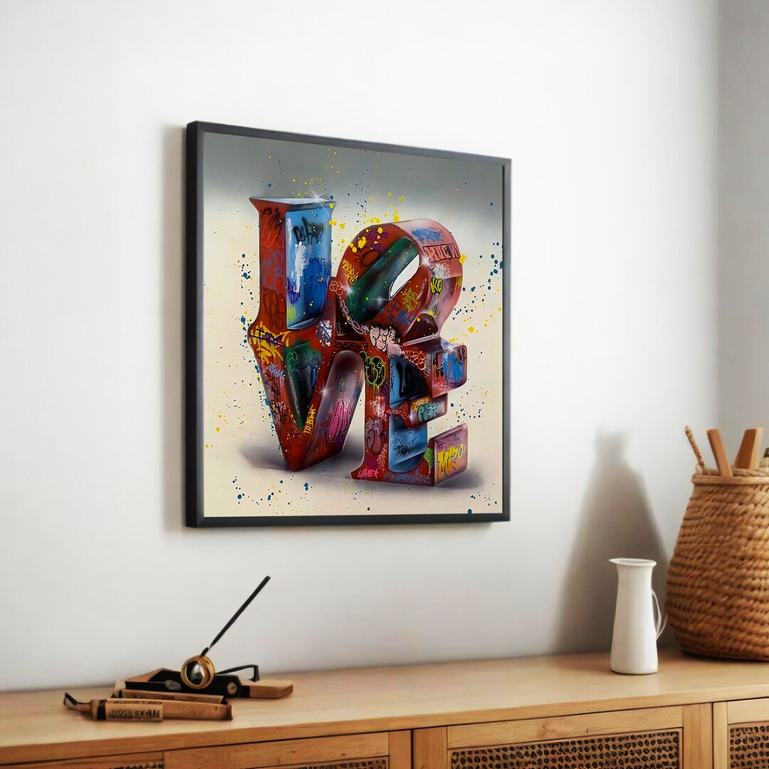 Graffiti Love Sign Urban Street Art, Colorful Modern Decor, Bold ...