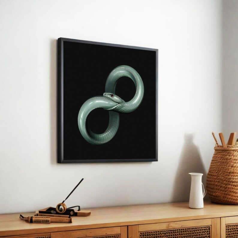 Ouroboros Snake Infinity Symbol Art Print - Unique Canvas Painting Wall ...