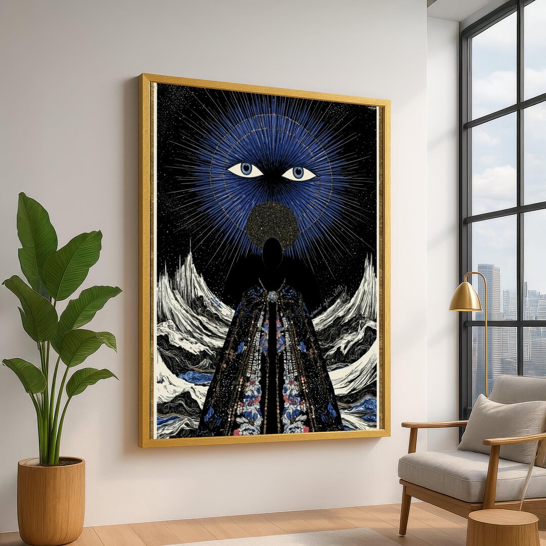 Cosmic Visionary Figure, Mystical Cloak Canvas Wall Art, Surreal Space ...