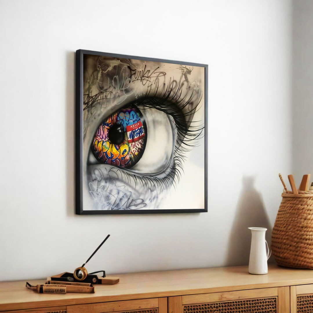 Graffiti Eye Canvas Art Urban Street Art, Colorful Eyeball Design ...