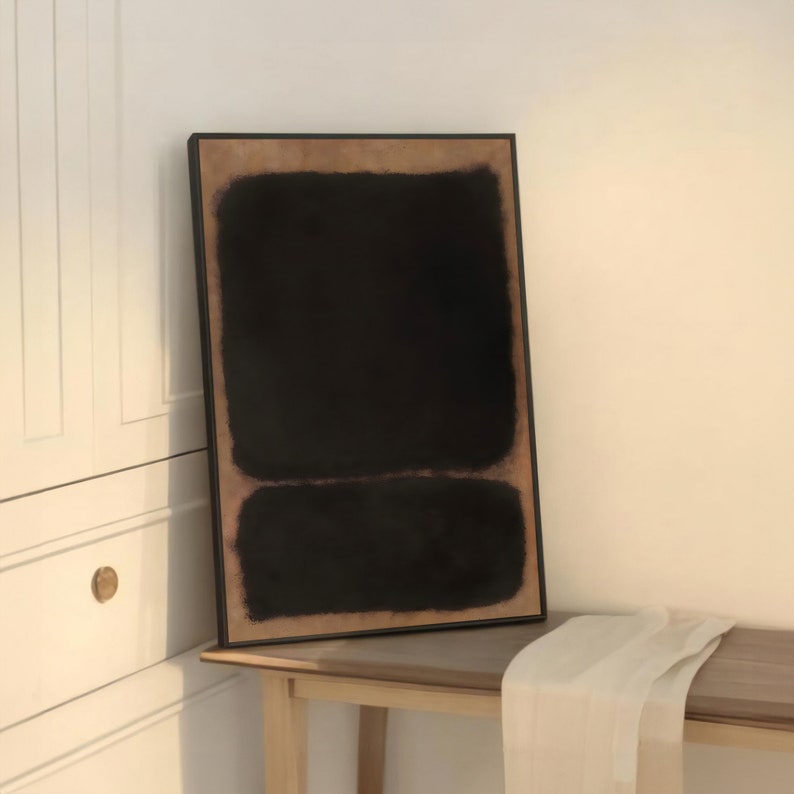 Elegant Modern Mark Rothko Style Black and Brown Abstract Canvas Wall ...