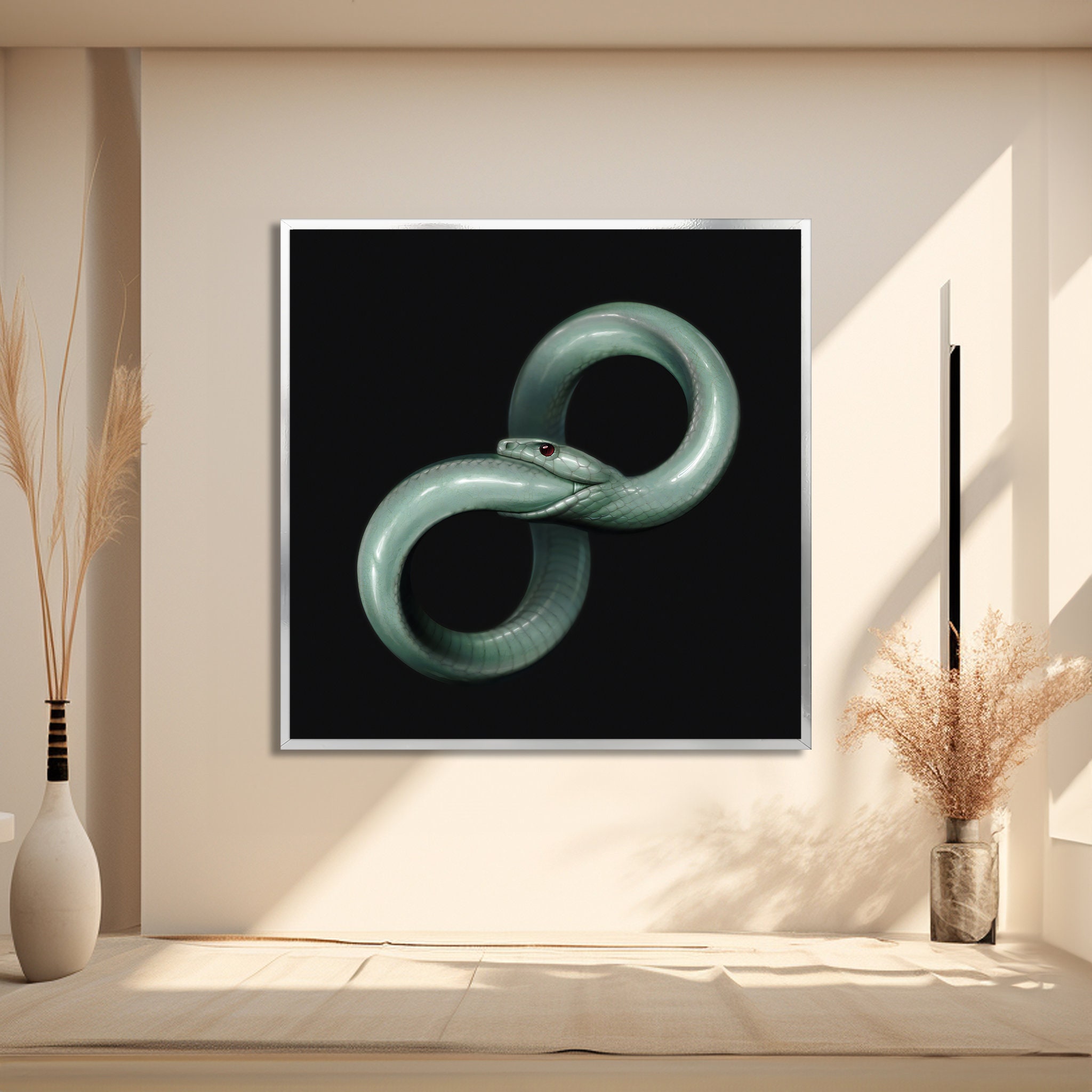 Ouroboros Snake Infinity Symbol Art Print - Unique Canvas Painting Wall ...