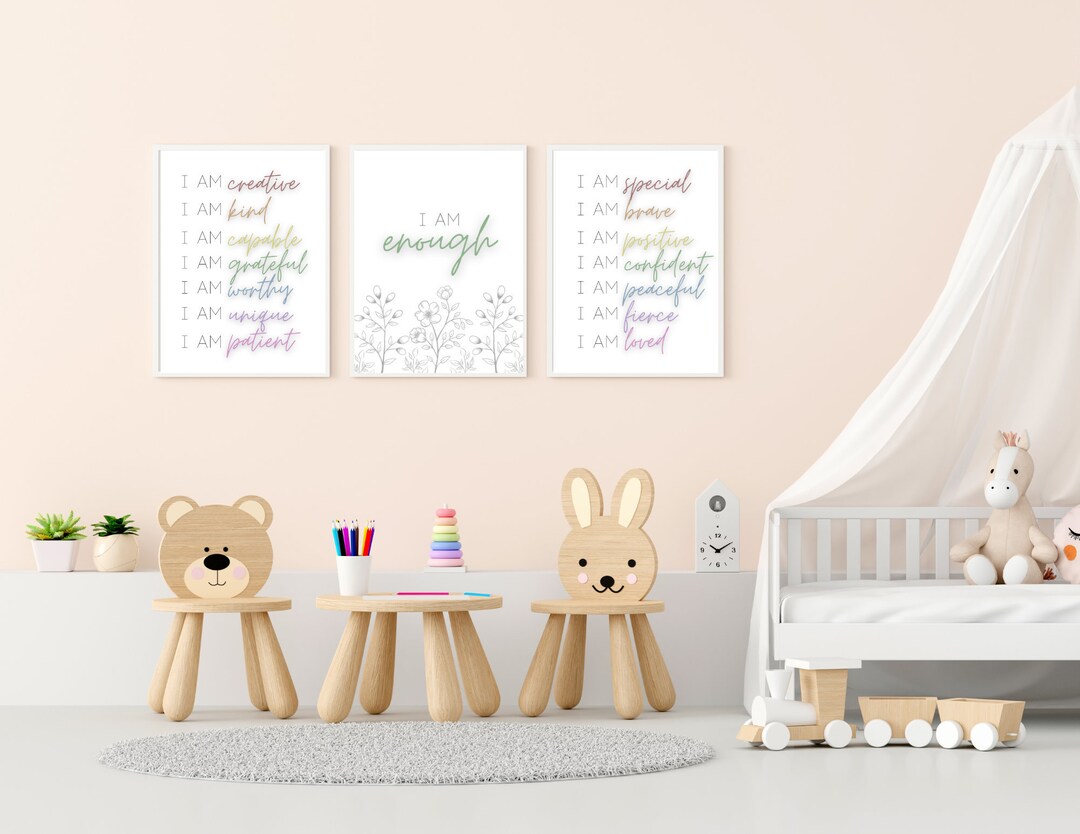 Set of 3 Daily Affirmations Signs for Kids' Room, Nursery, Playroom ...