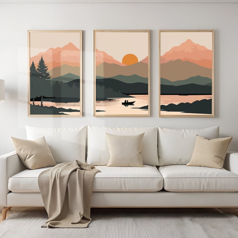 Boho Mountain Wall Art - Etsy