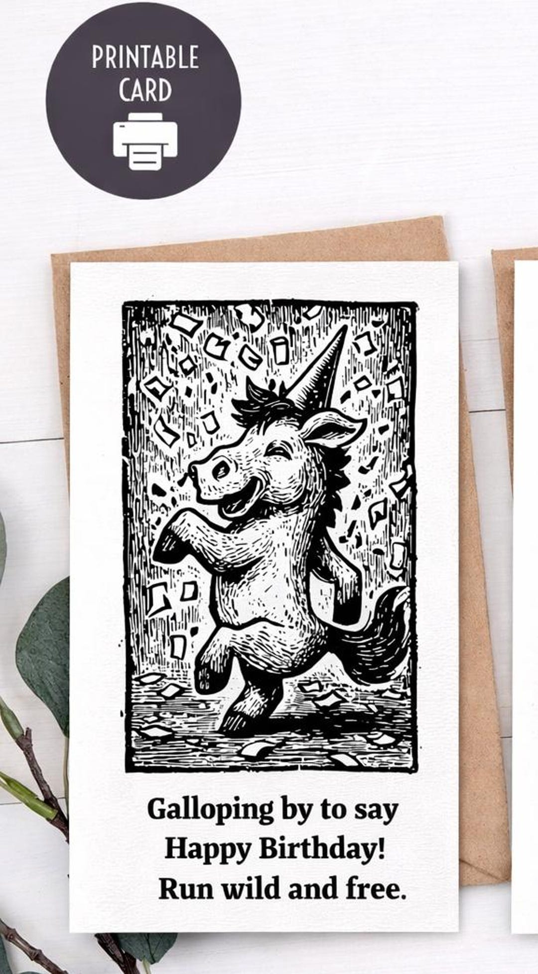 Linocut Chinese Zodiac Birthday Card | Coloring Activity (PDF) - Etsy ...