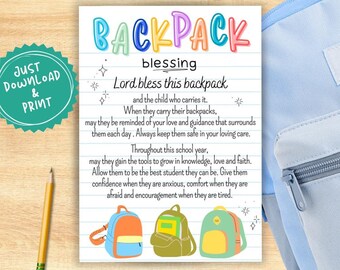 EDITABLE Backpack Blessings Tag, Sunday School Printable, Church ...