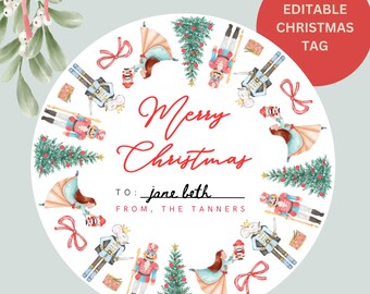 Nutcracker Christmas Gift Tags Printable and Editable in Corjl Merry ...