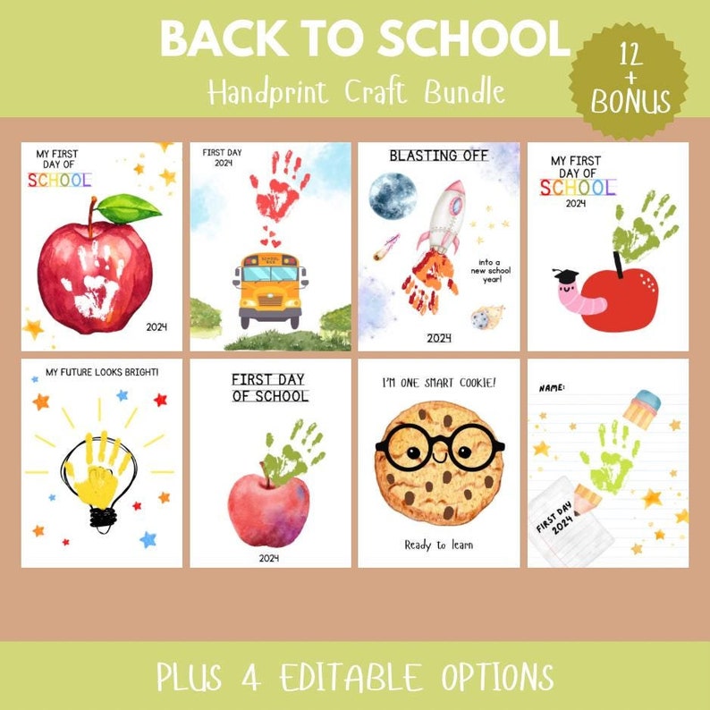 First Day of School Handprint Craft Back to School Printable Memory ...