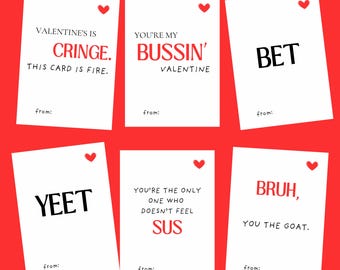 12 Slang Kids Valentine's Day Cards, Funny Printable Classroom ...