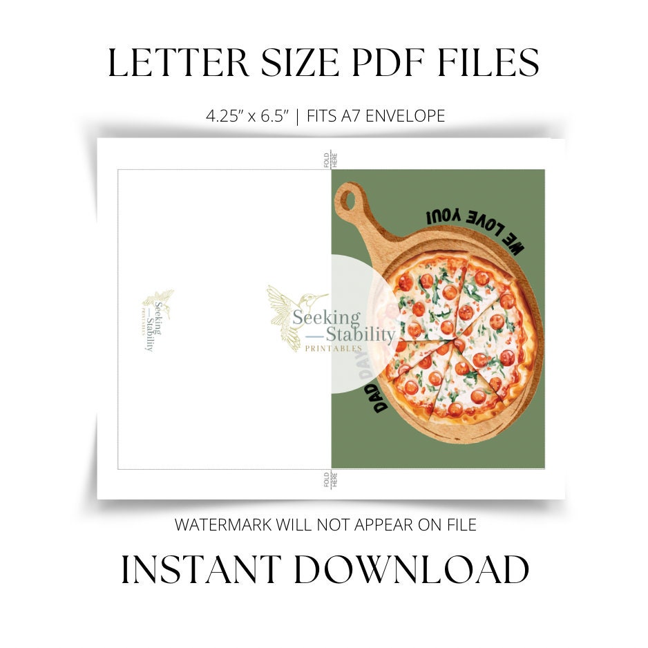 Happy Father’s Day Card Printable | Pizza Father’s Day Card | Instant ...