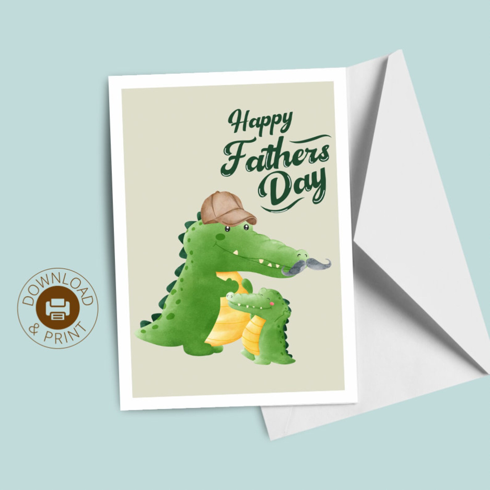 Alligator Father's Day Card | Dad and Kid Printable (PDF) - Etsy